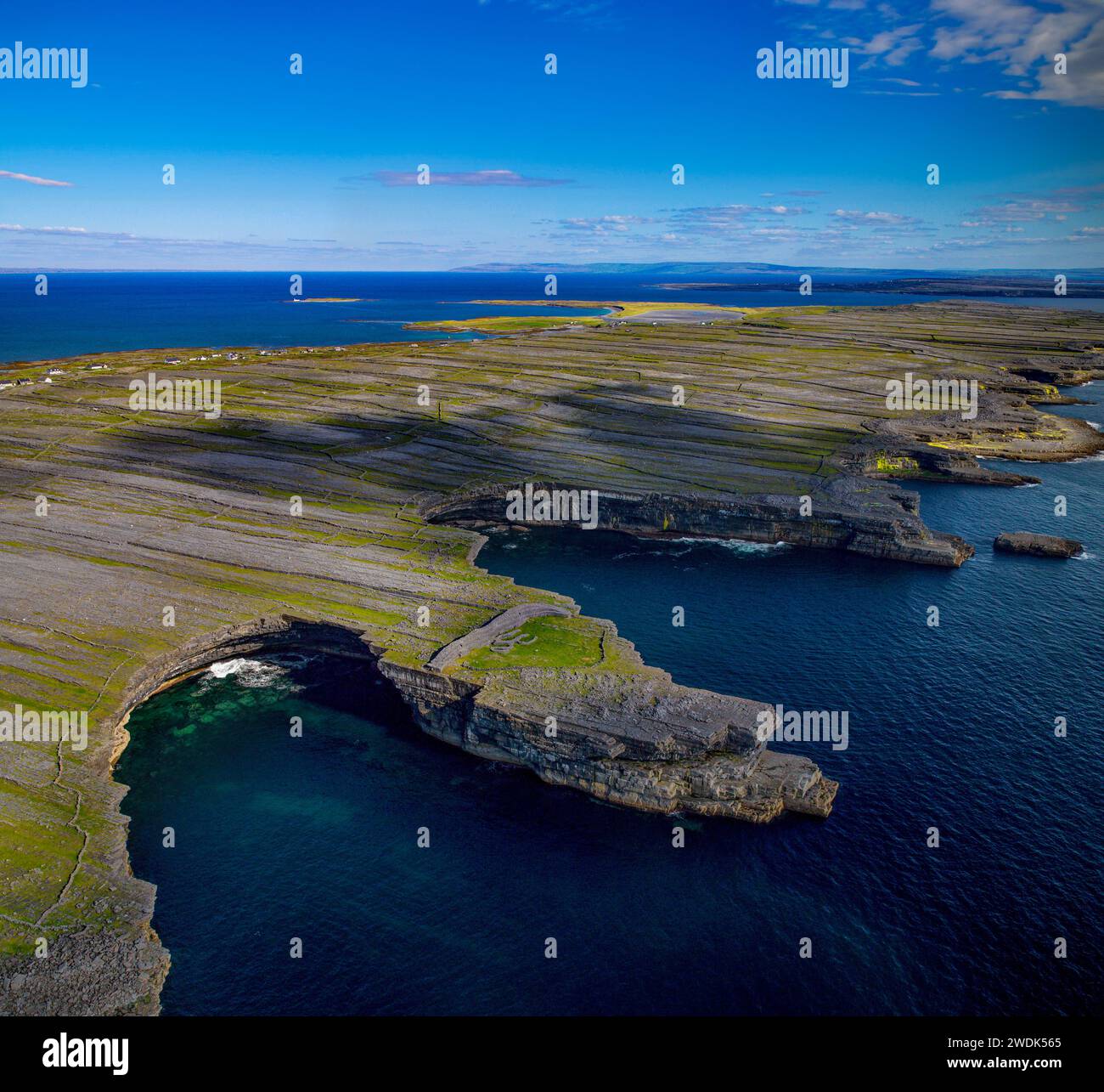 Aerial of Dun Ducaher, dun Duchathair, The Black Fort, Inishmore, Inis ...