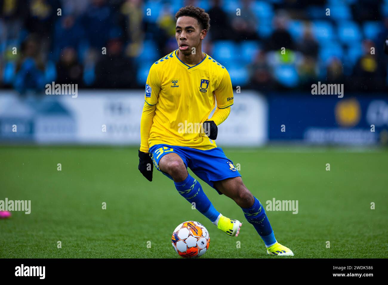 Broendby, Denmark. 20th Jan, 2024. Noah Nartey (35) of Broendby IF seen ...