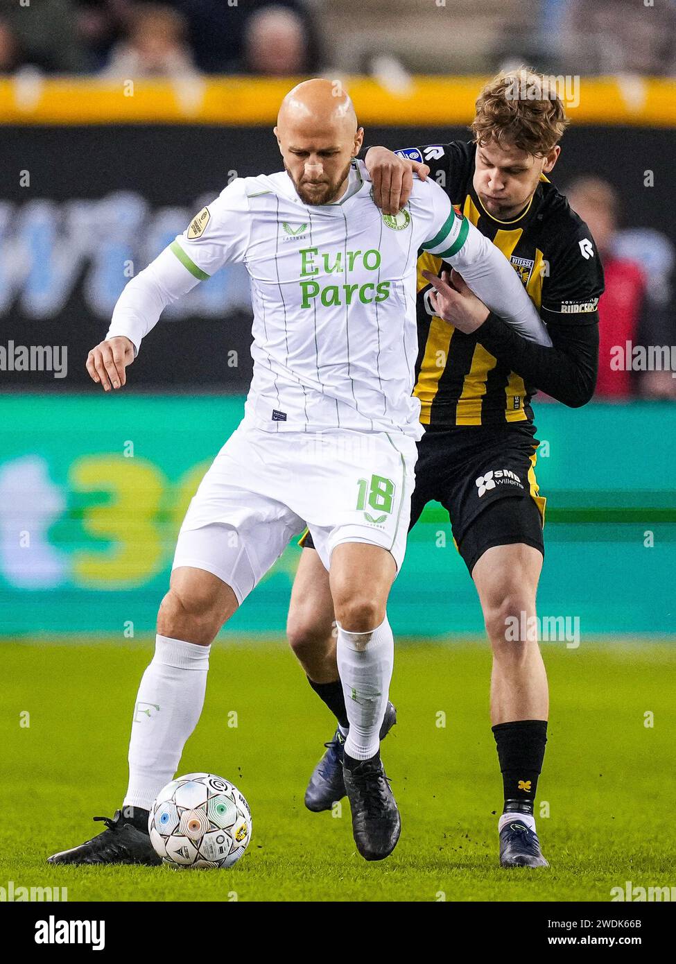 Arnhem, The Netherlands. 21st Jan, 2024. Arnhem - Gernot Trauner of Feyenoord, Andy Visser of ...