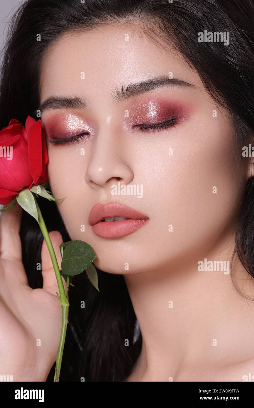 Beautiful Asian women's faces, faces for makeup, face cosmetics advertising, hi res Stock Photo ...