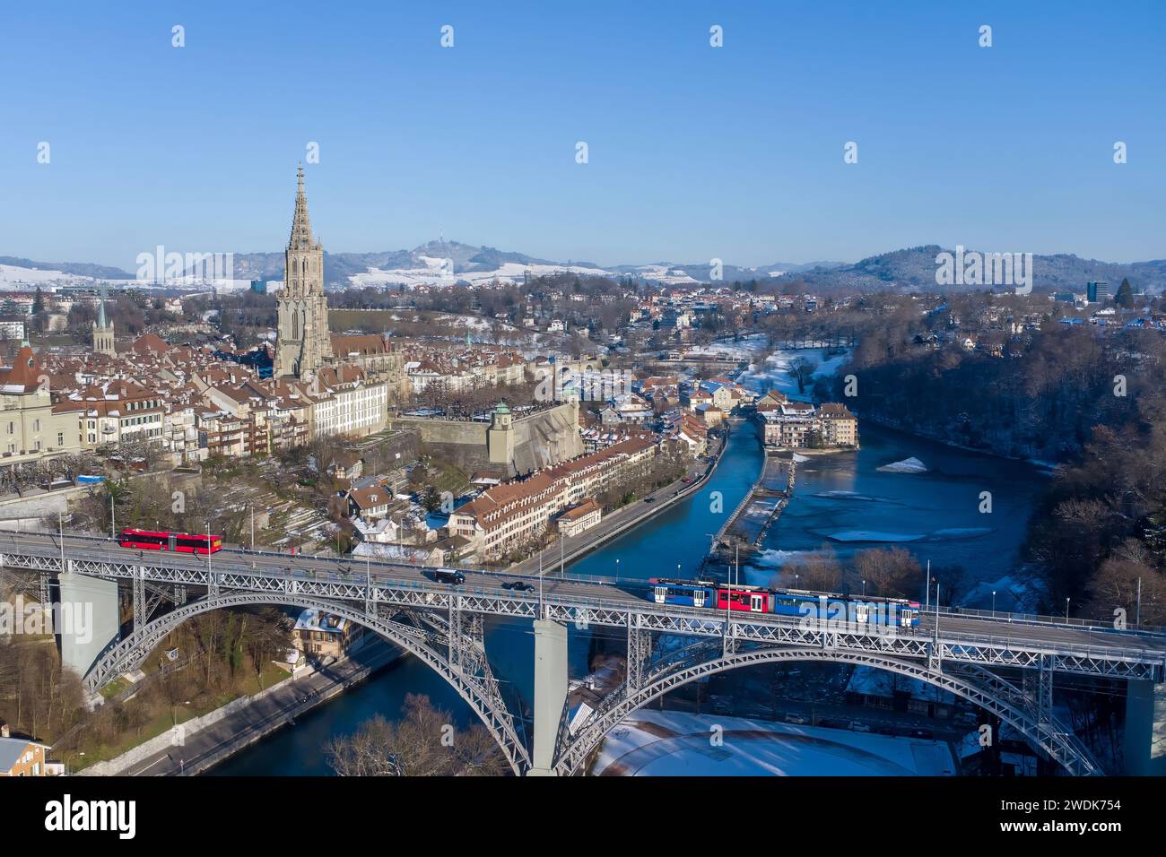 Bern. 20th Jan, 2024. An aerial drone photo taken on Jan. 20, 2024 ...