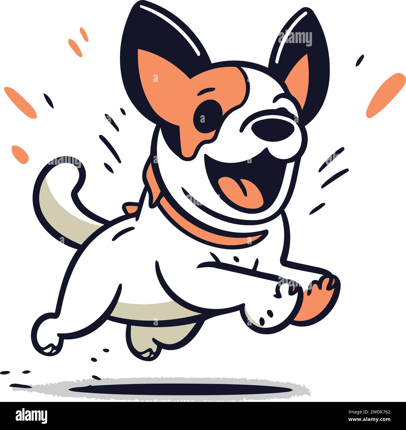 Funny cartoon dog running with a big bone. Vector illustration Stock ...