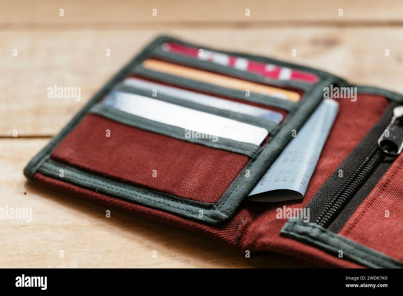 Receipt in a textile wallet Stock Photo - Alamy