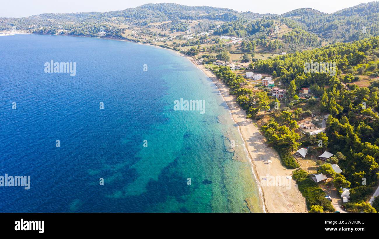 Aerial View From Flying Drone Of People Crowd Relaxing On Beach In ...