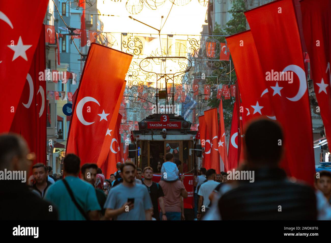 National holidays of Turkiye concept photo. People and Turkish flags in ...