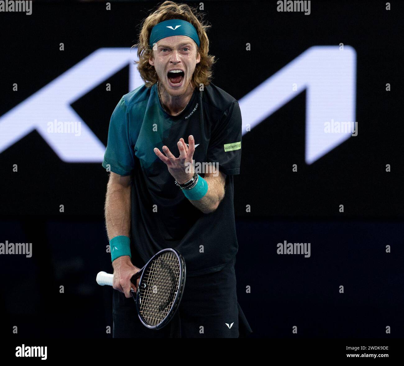 Melbourne, Australia. 21st Jan, 2024. Andrey Rublev of Russia ...