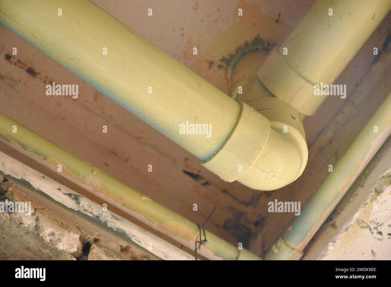 sewer plastic pipe line on rooftop in home Stock Photo - Alamy