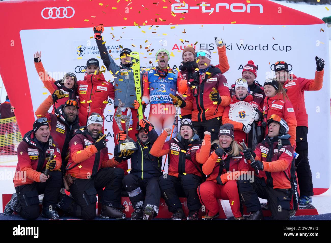Switzerland's Daniel Yule celebrates with the team after taking third ...