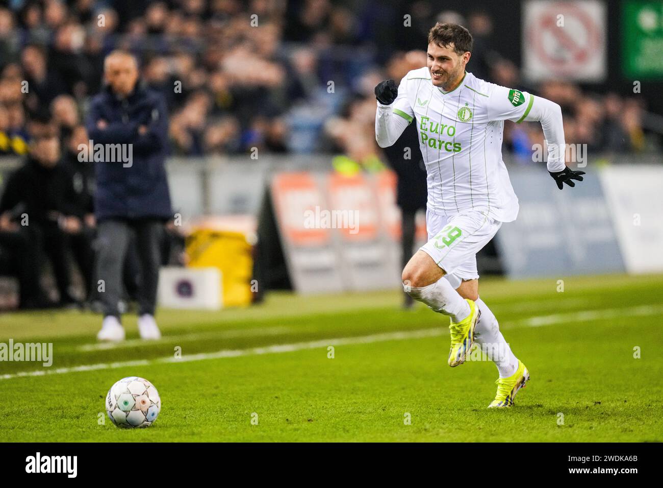 Arnhem, The Netherlands. 21st Jan, 2024. Arnhem - Santiago Gimenez of Feyenoord during the ...