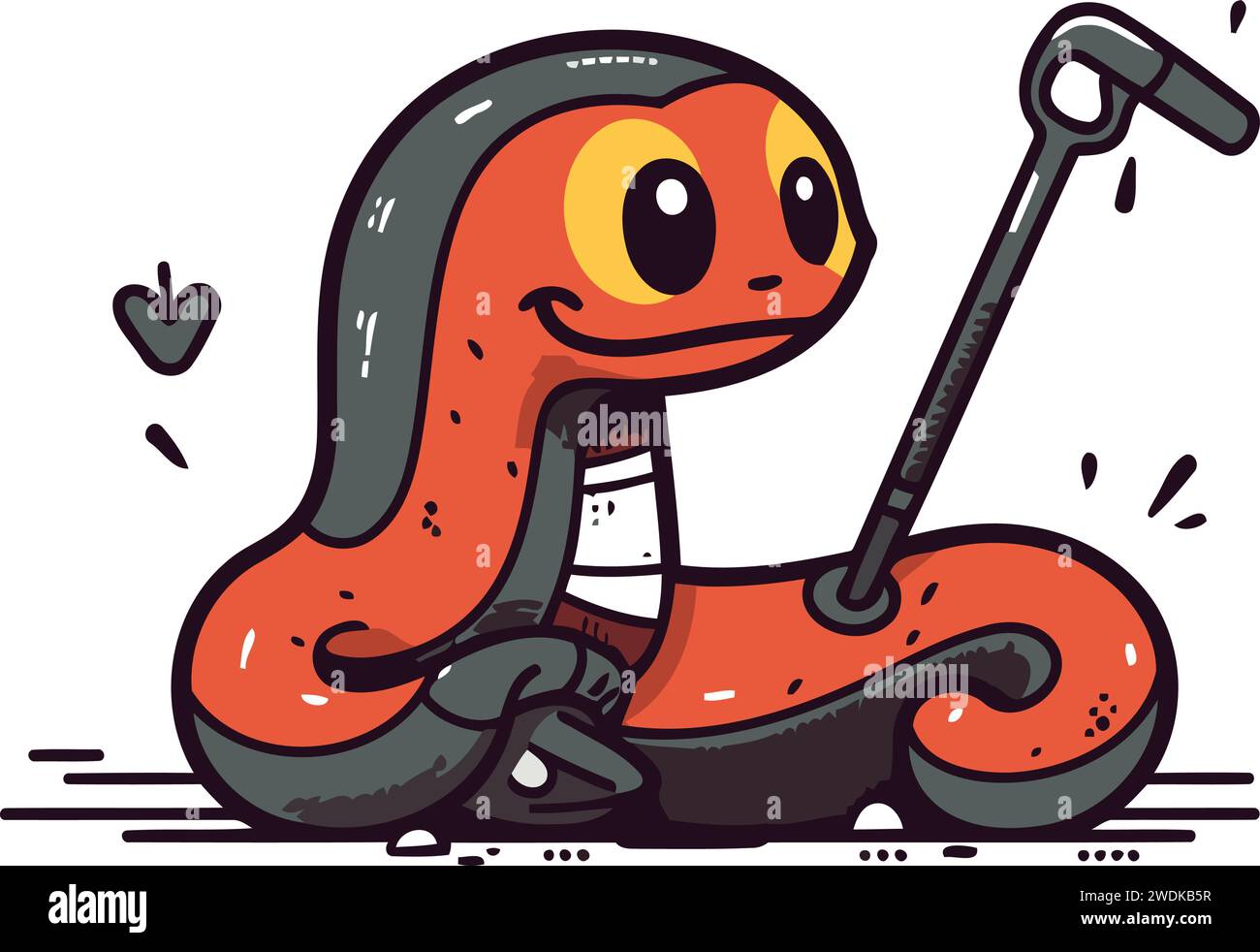Cartoon snake with a scooter. Vector illustration on white background ...