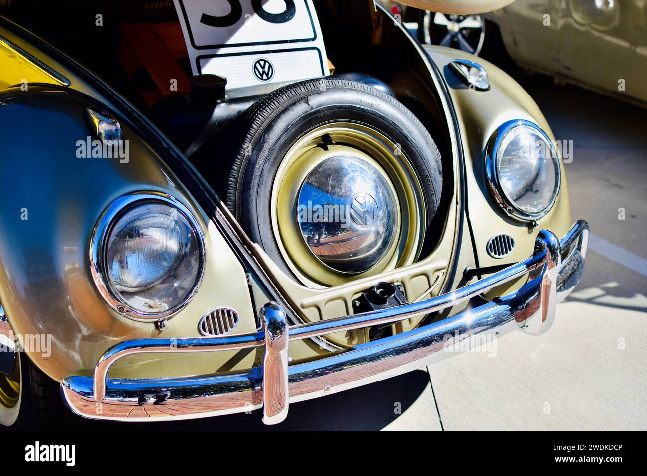VW bug trunk with spare tire Stock Photo - Alamy
