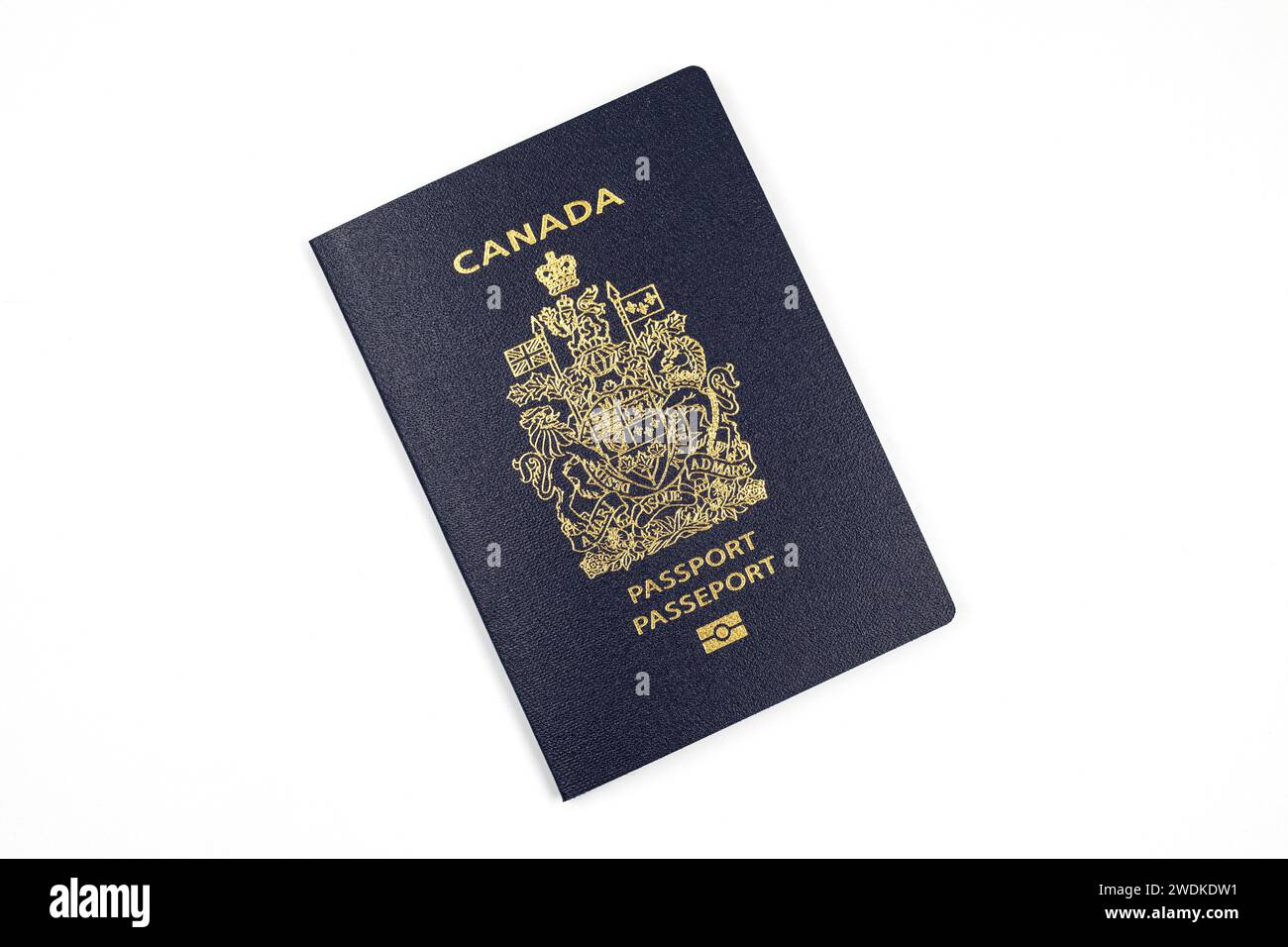 Canadian passport front cover on a white background Stock Photo - Alamy
