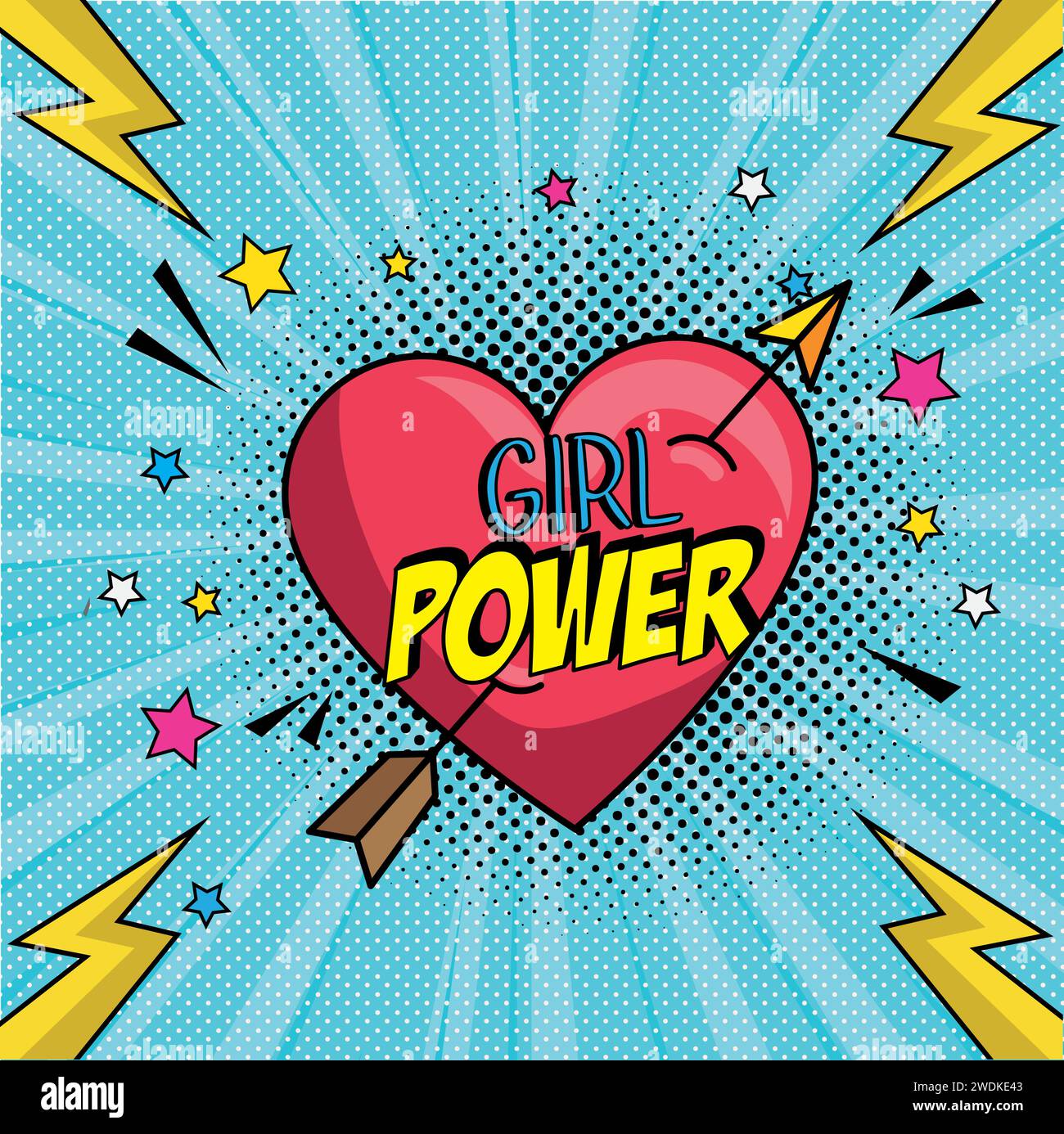 Heart girl power pop art style vector image Stock Vector Image & Art ...