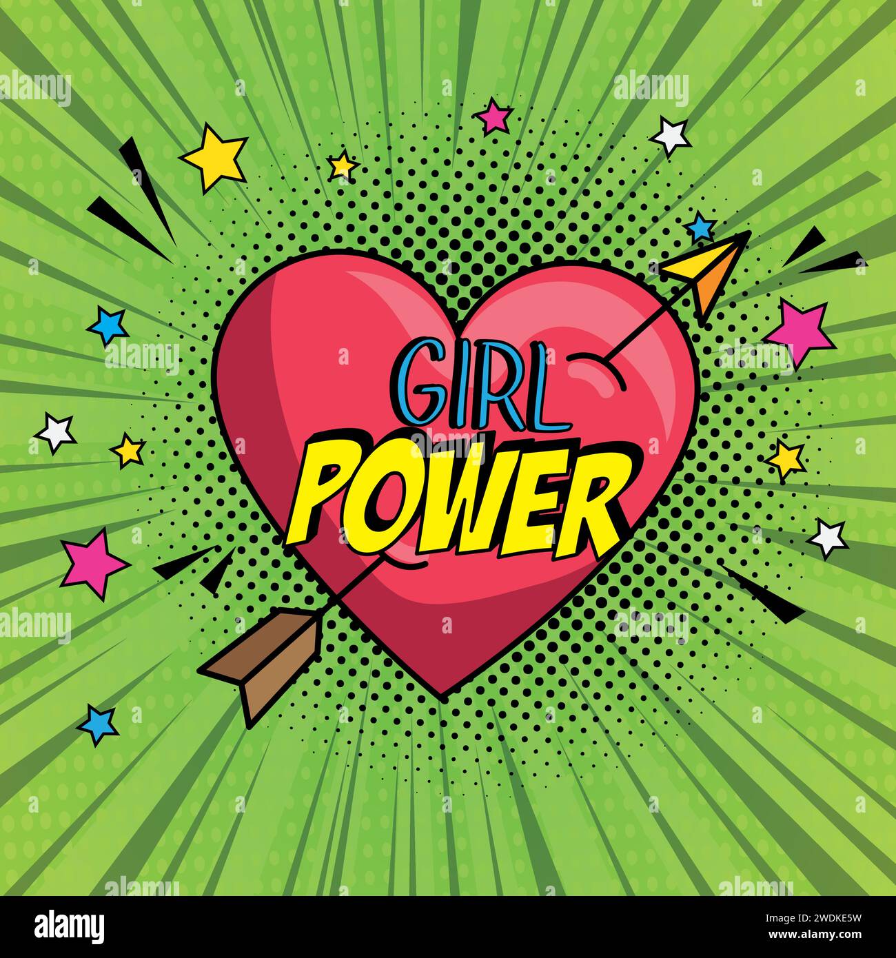 Heart Girl Power Pop Art Style Vector Image Stock Vector Image And Art Alamy