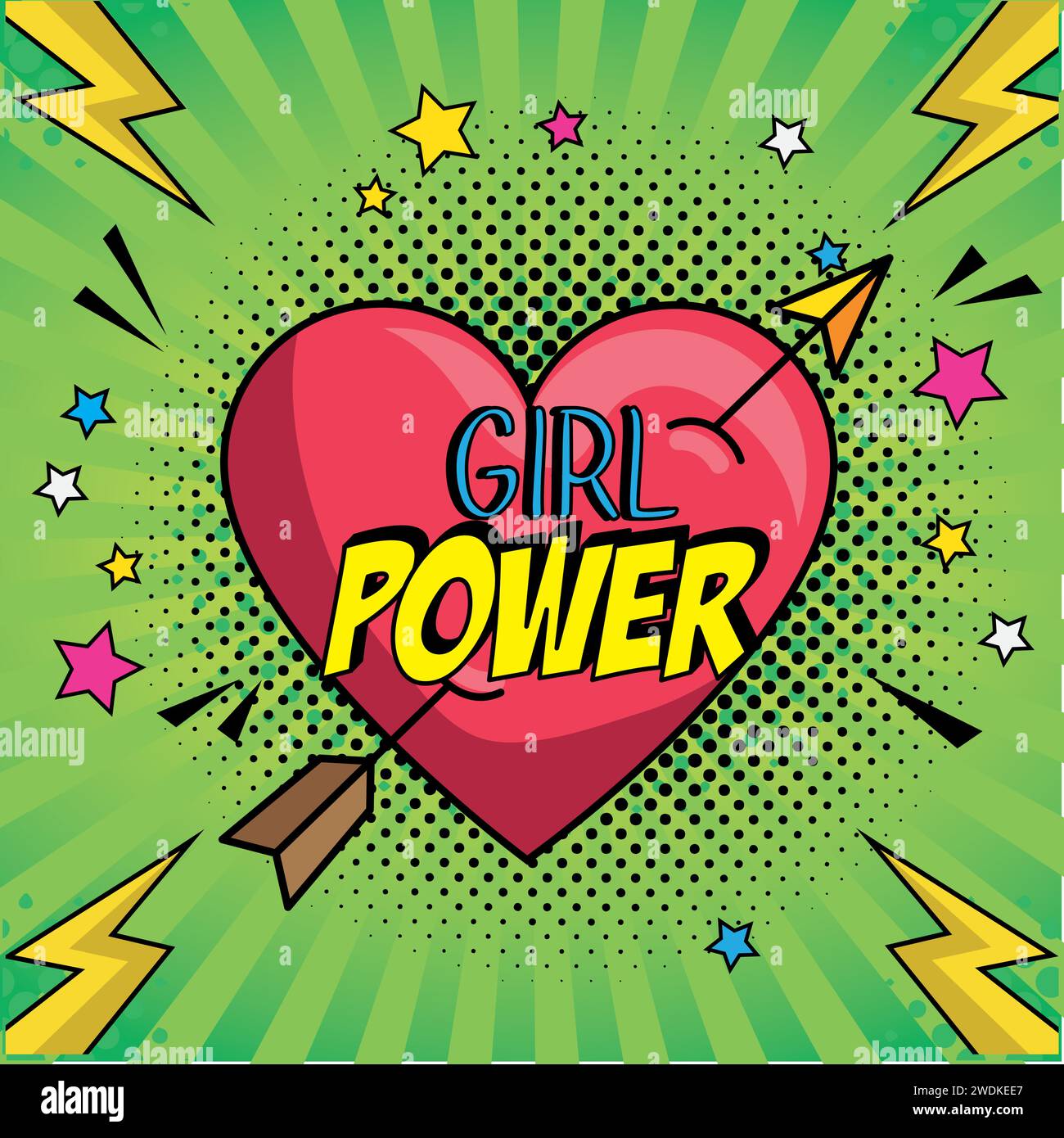 Heart girl power pop art style vector image Stock Vector Image & Art ...