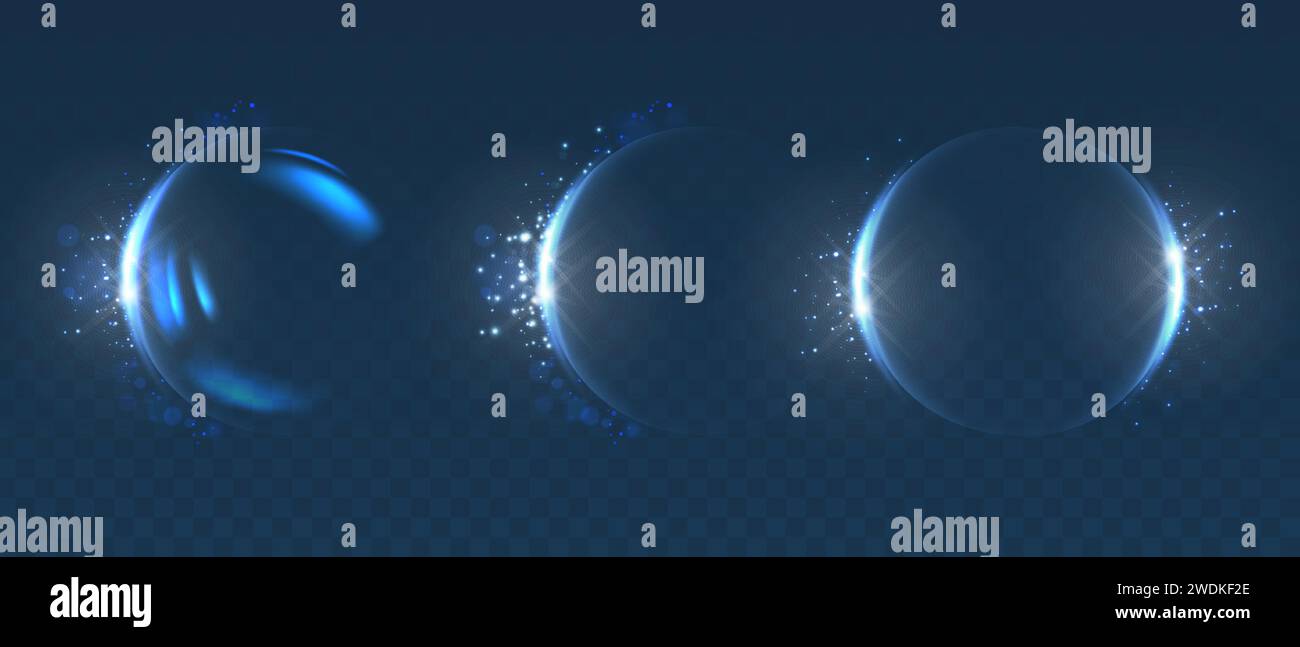 icon illustration. Blue bubble sphere protection shieldin different ...