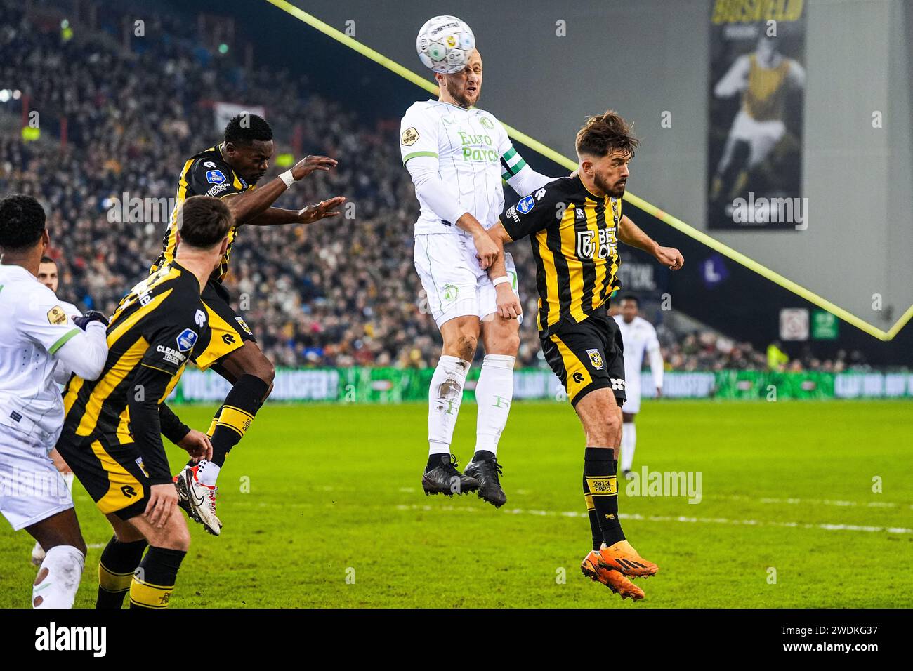 Arnhem, The Netherlands. 21st Jan, 2024. Arnhem - Gernot Trauner of Feyenoord, Dominik Oroz of ...
