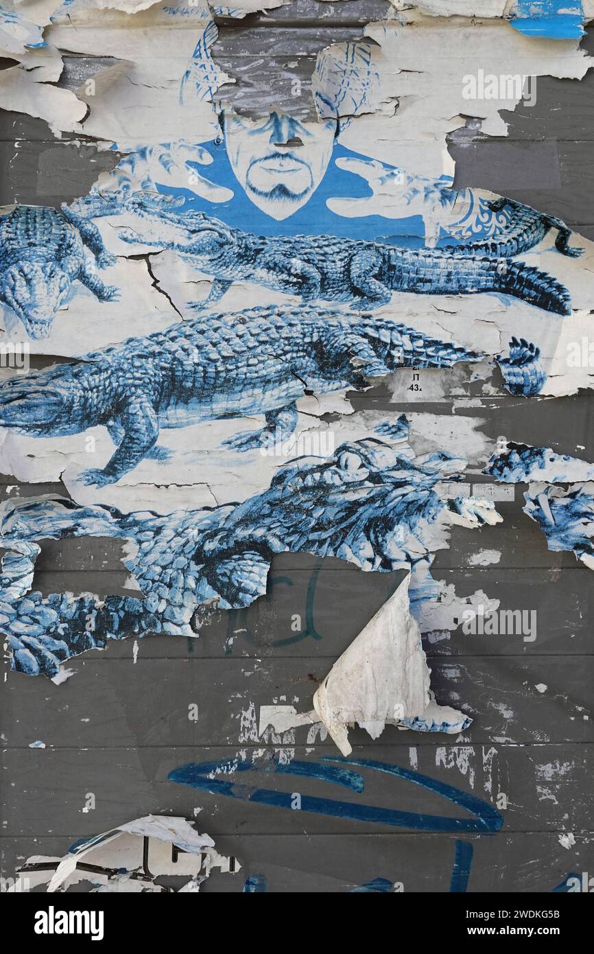 Athens, Greece - November 6, 2023: Layers of faded torn posters ...