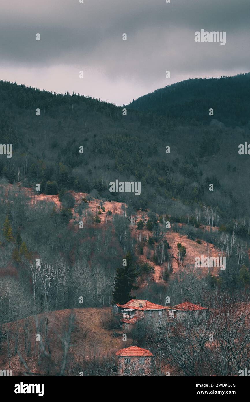 Old village in the Rhodope Mountains near Smolyan, Bulgaria Stock Photo ...