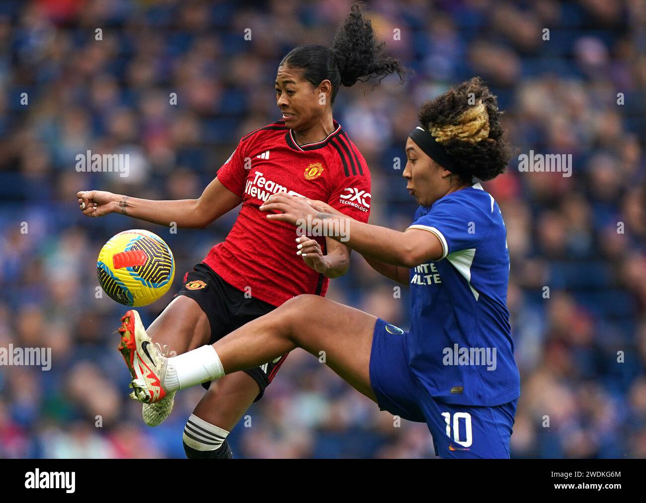 Chelsea’s Lauren James (right) and Manchester United's Jayde Riviere ...