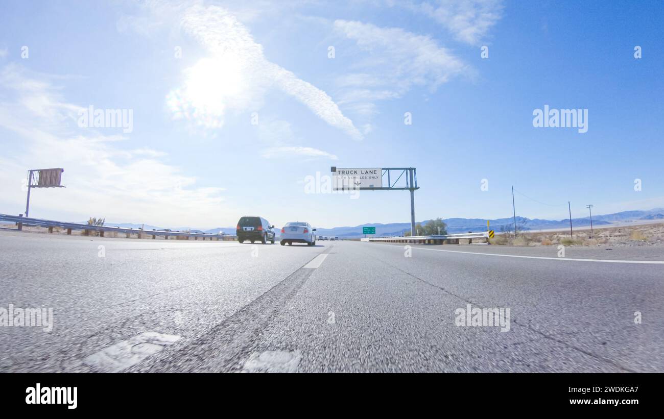 Daytime Road Trip: Nevada to California on HWY 15 Stock Photo - Alamy