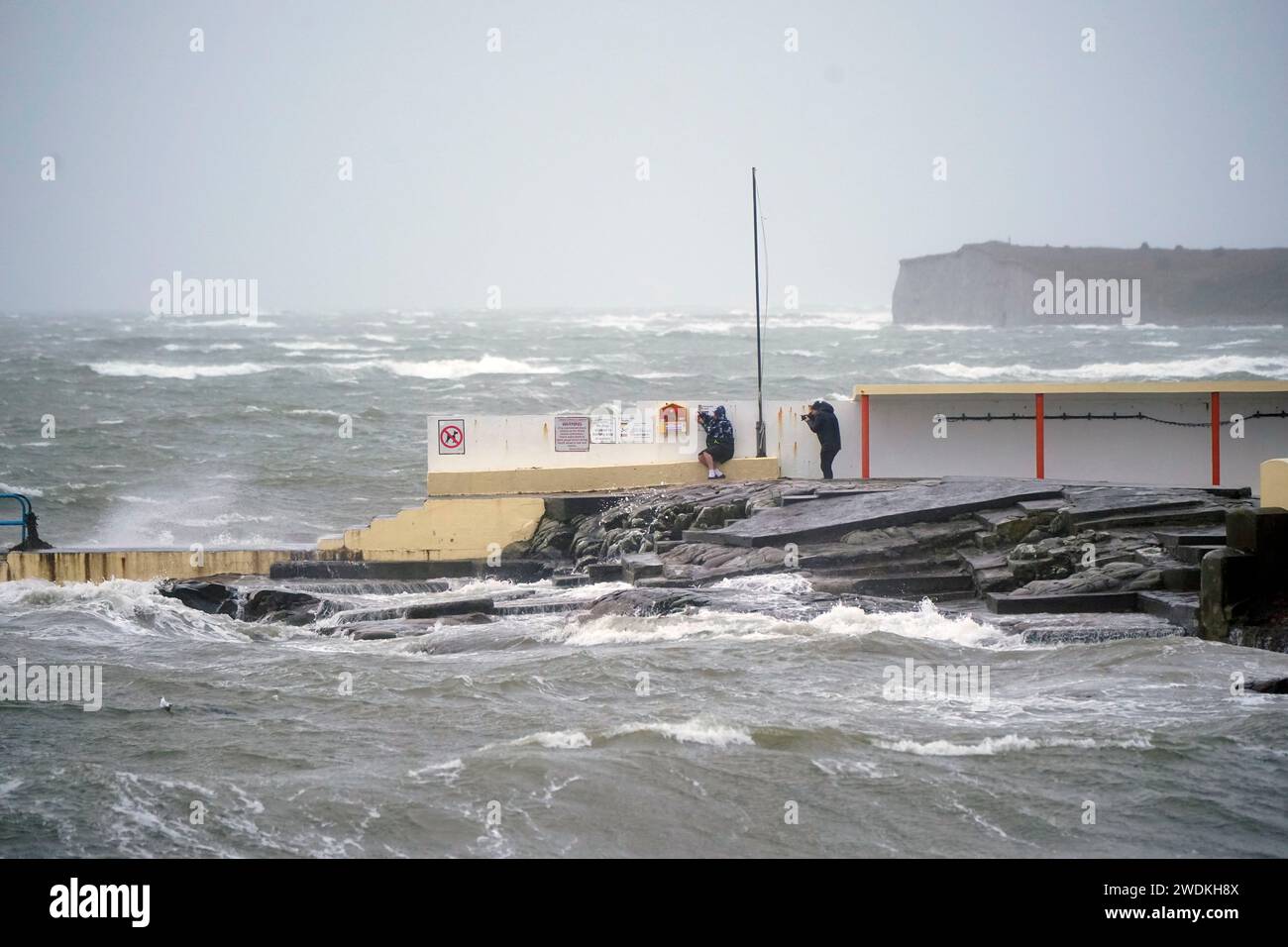 People taking photos of high waves at Salthill, Galway, during Storm ...