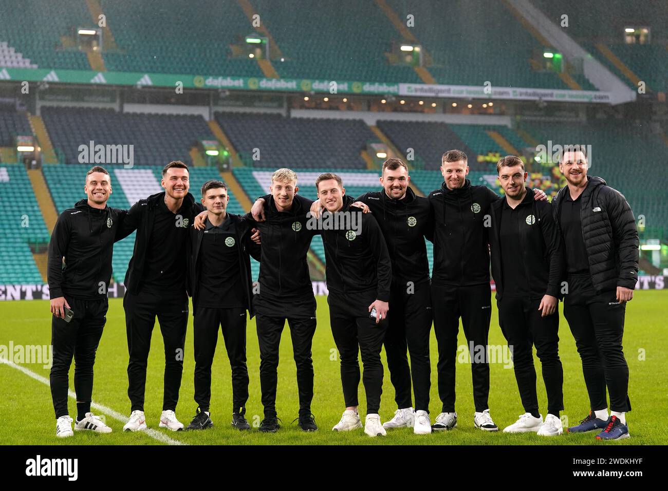 Buckie Thistle players pose for a photo on the pitch ahead of the ...