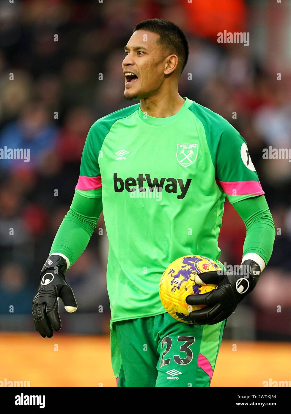 West Ham United goalkeeper Alphonse Areola during the Premier League ...