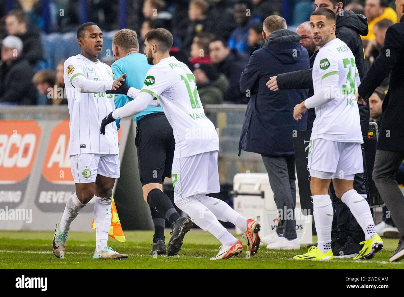 Arnhem, The Netherlands. 21st Jan, 2024. Arnhem - Igor Paixao of Feyenoord, Luka Ivanusec of ...
