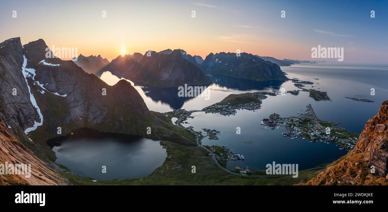 Sweeping super panorama from Reinebringen shows the midnight sun over ...