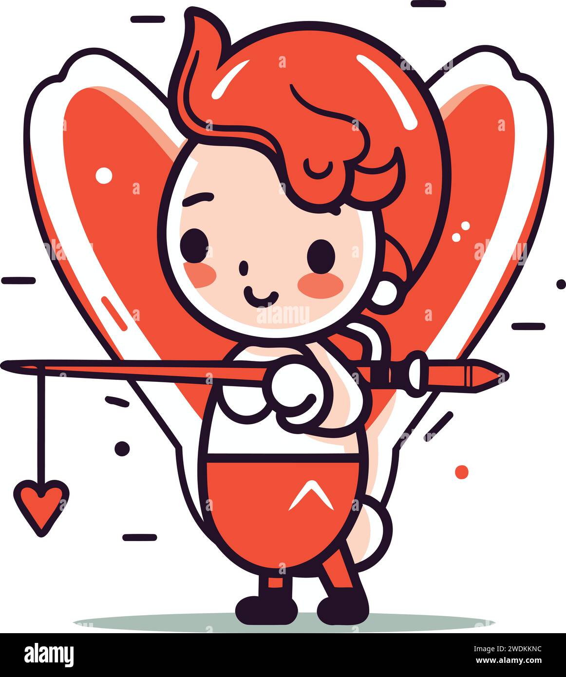 Cupid with bow and arrow. Valentines day vector illustration Stock ...