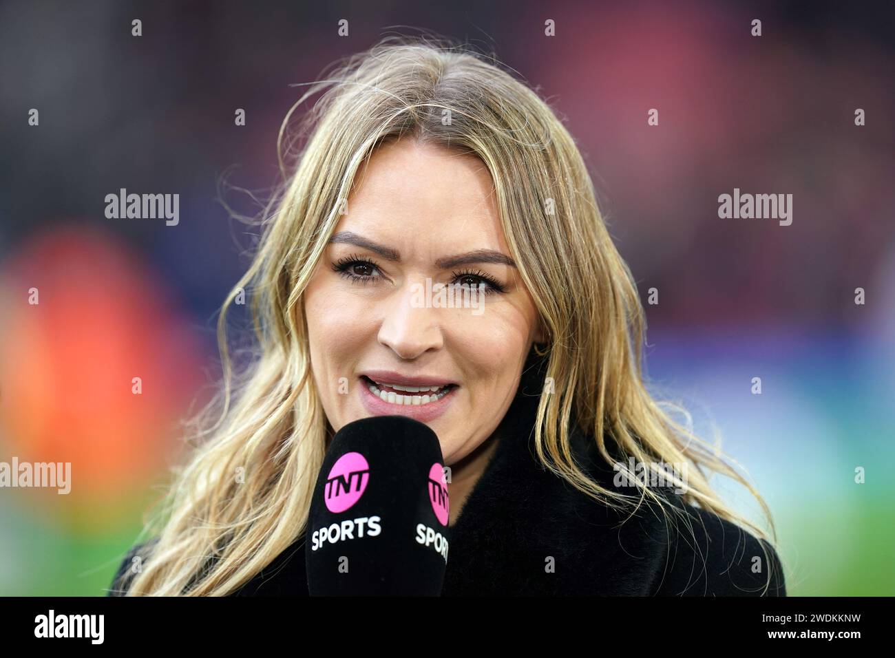 TNT Sports presenter Laura Woods before the Premier League match at ...