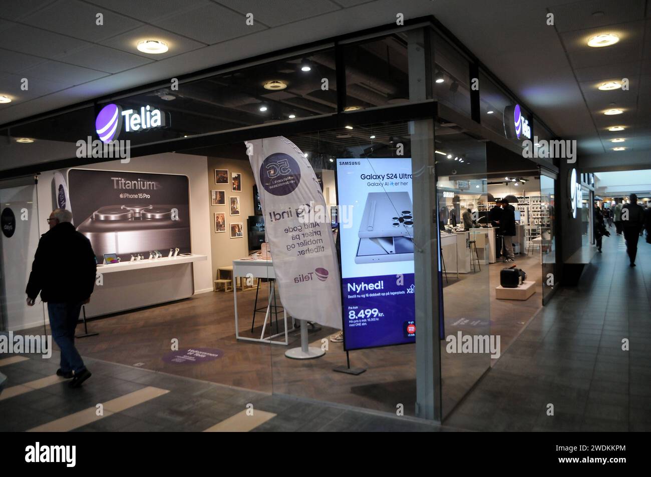 Copenhagen, Denmark /21 January 2024/.Telia internet providor shop in ...