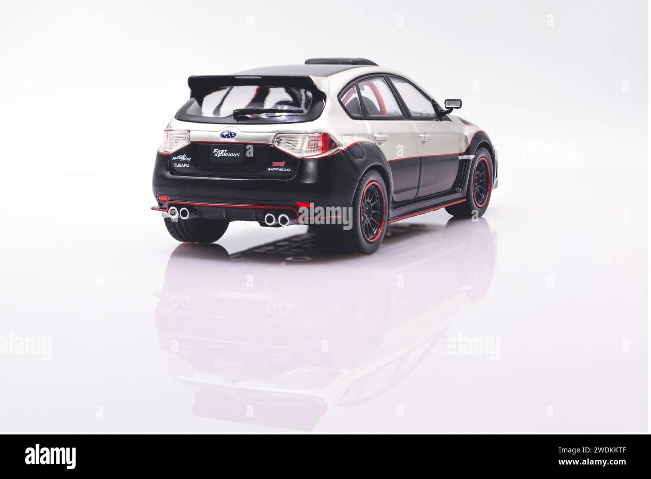 Fast&Furious Subaru Impreza WRX STI GH 1:43 model car, rear view, white ...