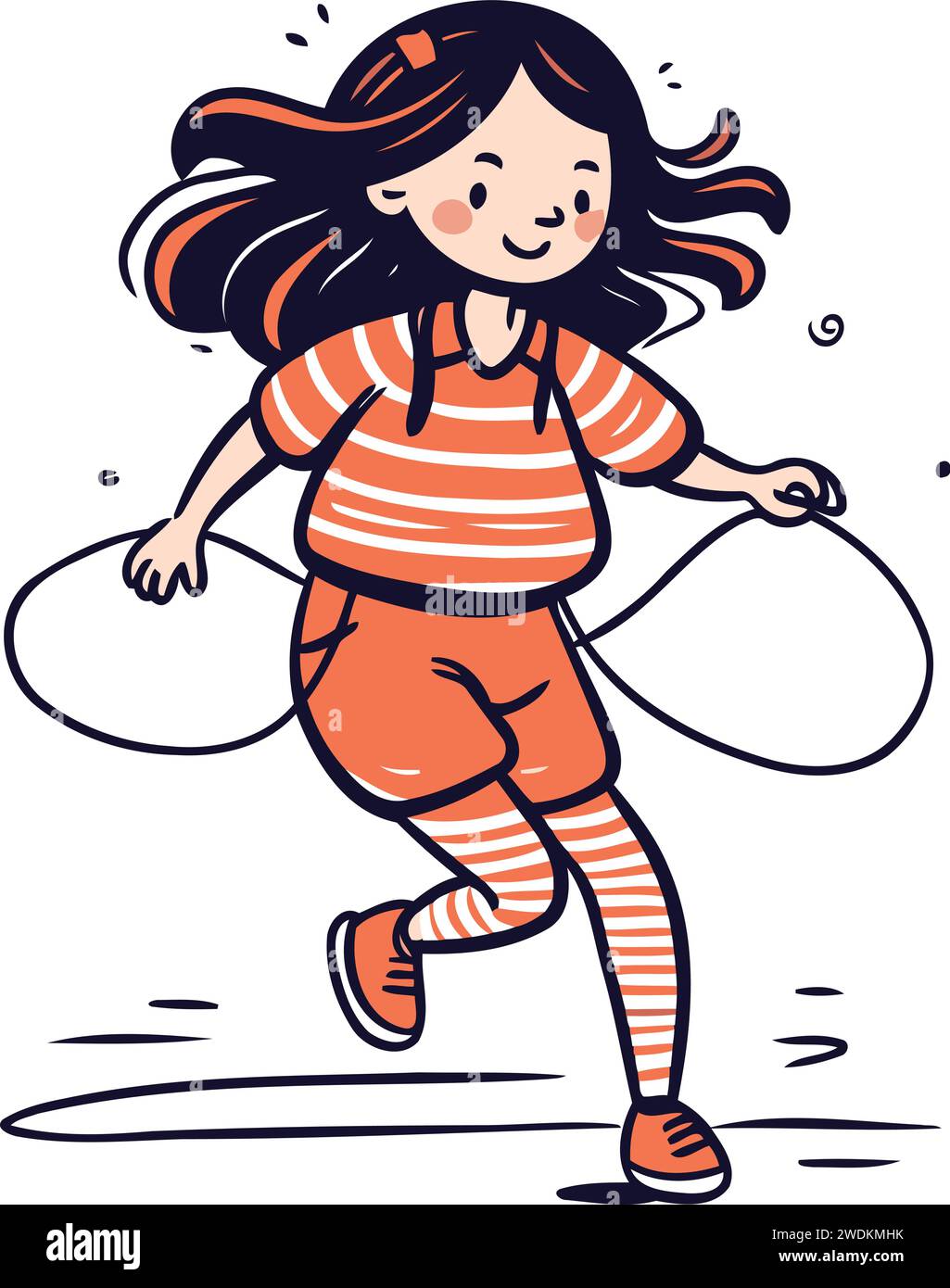 Girl with skipping rope Stock Vector Images - Alamy