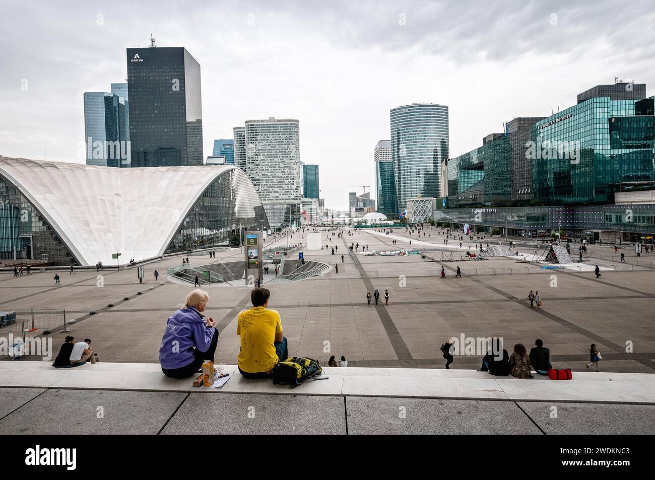 Esplanade de La Défense from La Grande Arche in Paris, France Stock ...