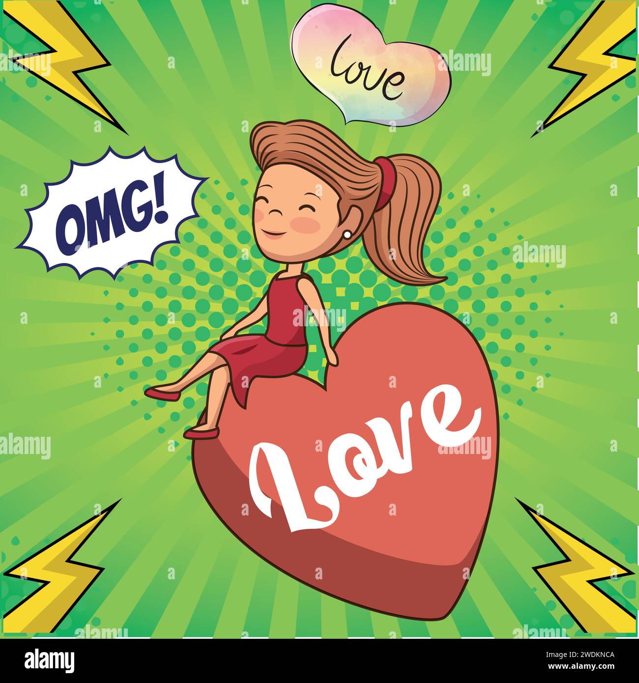 Cute Girl Valentines Day Power Woman Love Pop Art Stock Vector Image And Art Alamy