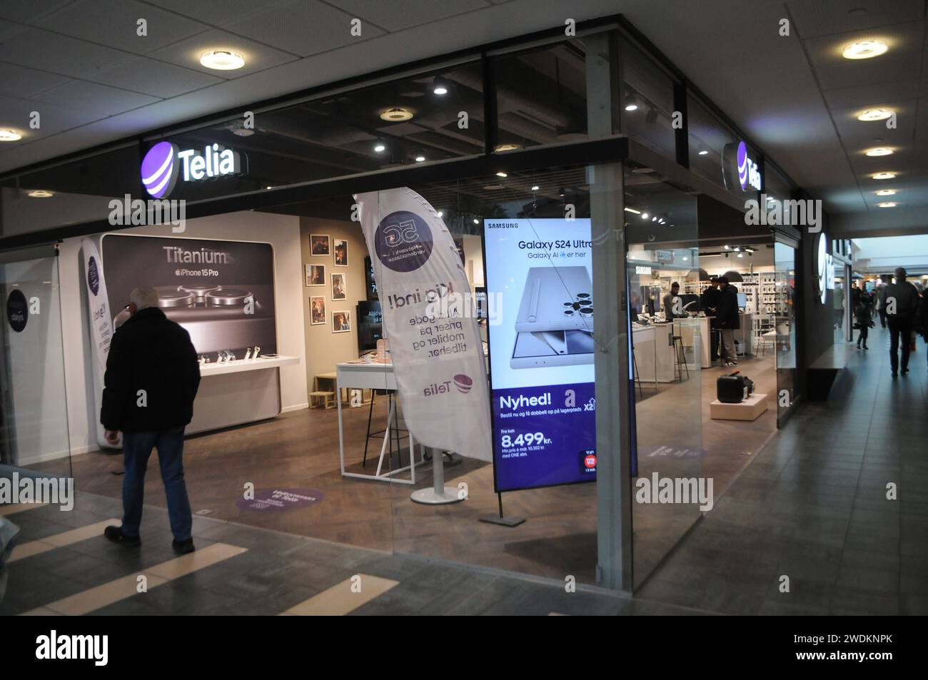 Copenhagen, Denmark /21 January 2024/.Telia internet providor shop in ...