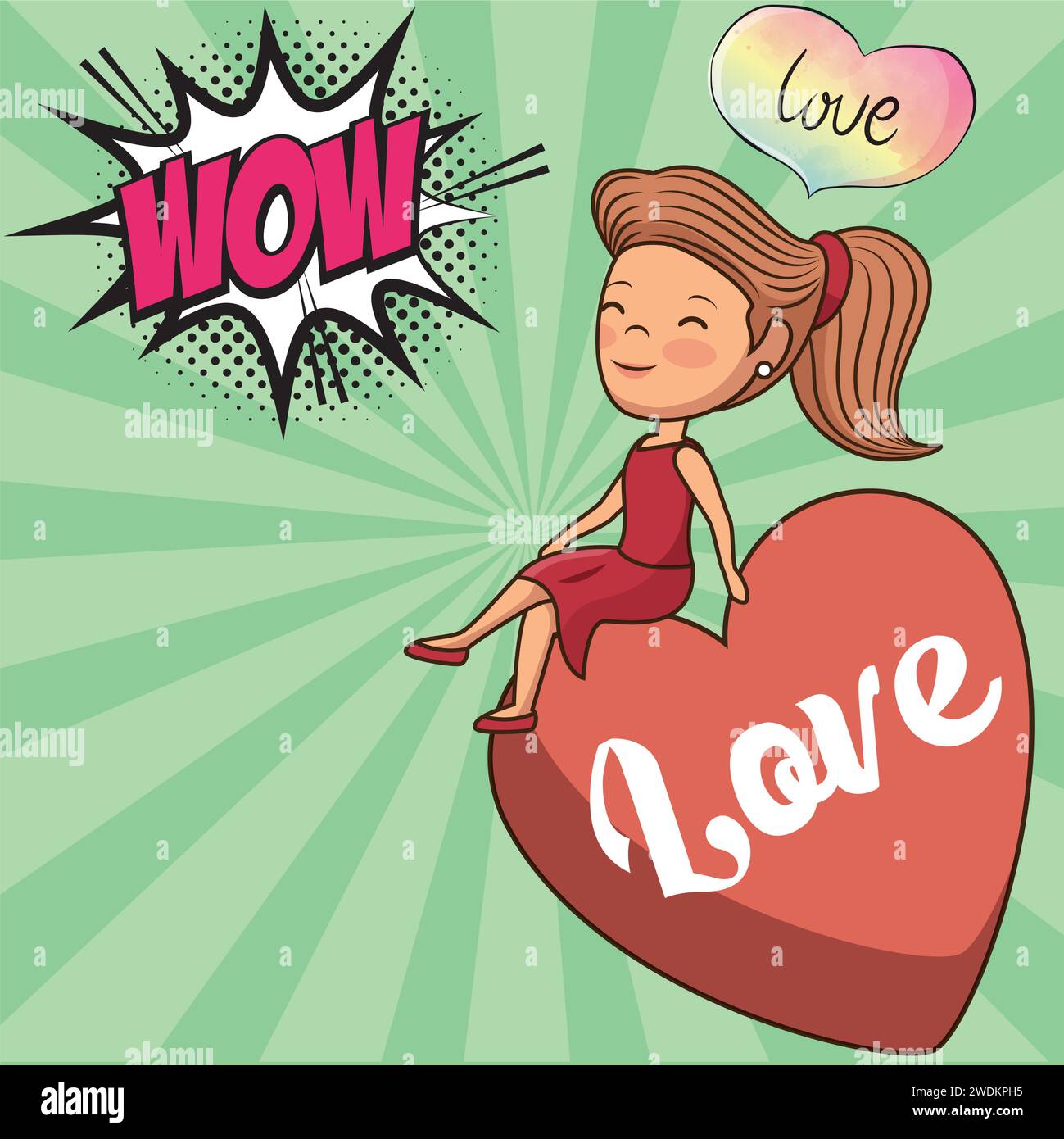 Cute Girl Valentines Day Power Woman Love Pop Art Stock Vector Image And Art Alamy