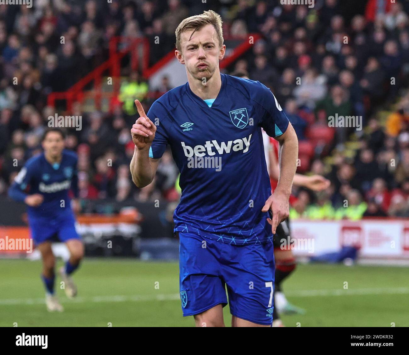 James Ward-Prowse of West Ham United celebrates his goal to make it 1-2 ...