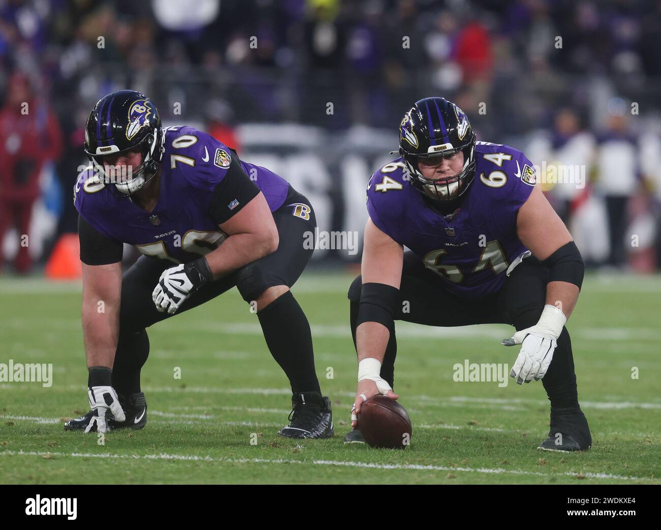 Baltimore, MD, USA. 20th Jan, 2024. Baltimore Ravens C Tyler Linderbaum ...