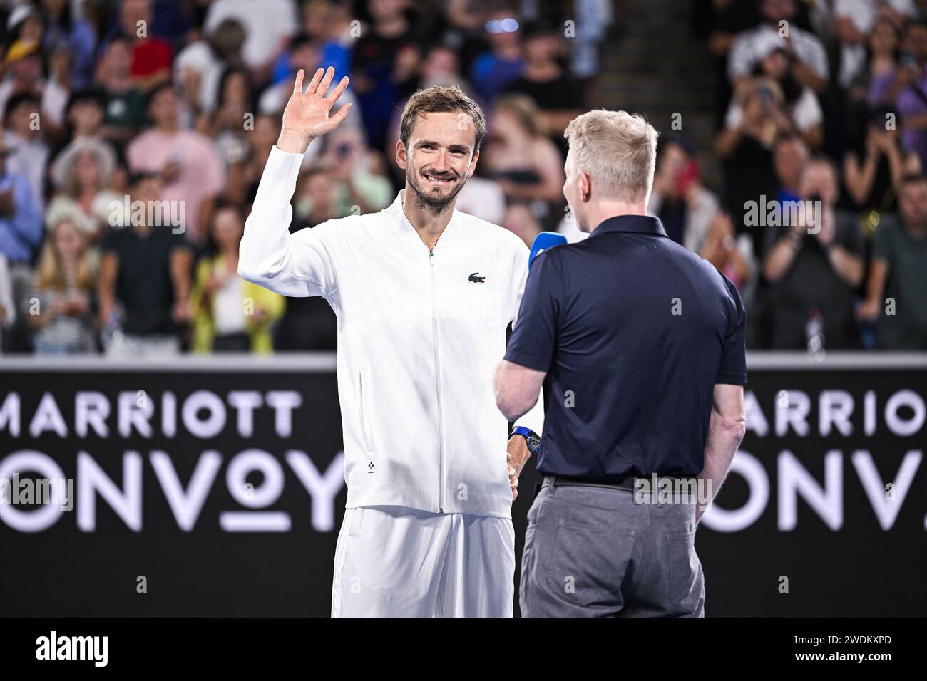 Daniil Medvedev and Jim Courier during the Australian Open AO 2024 ...