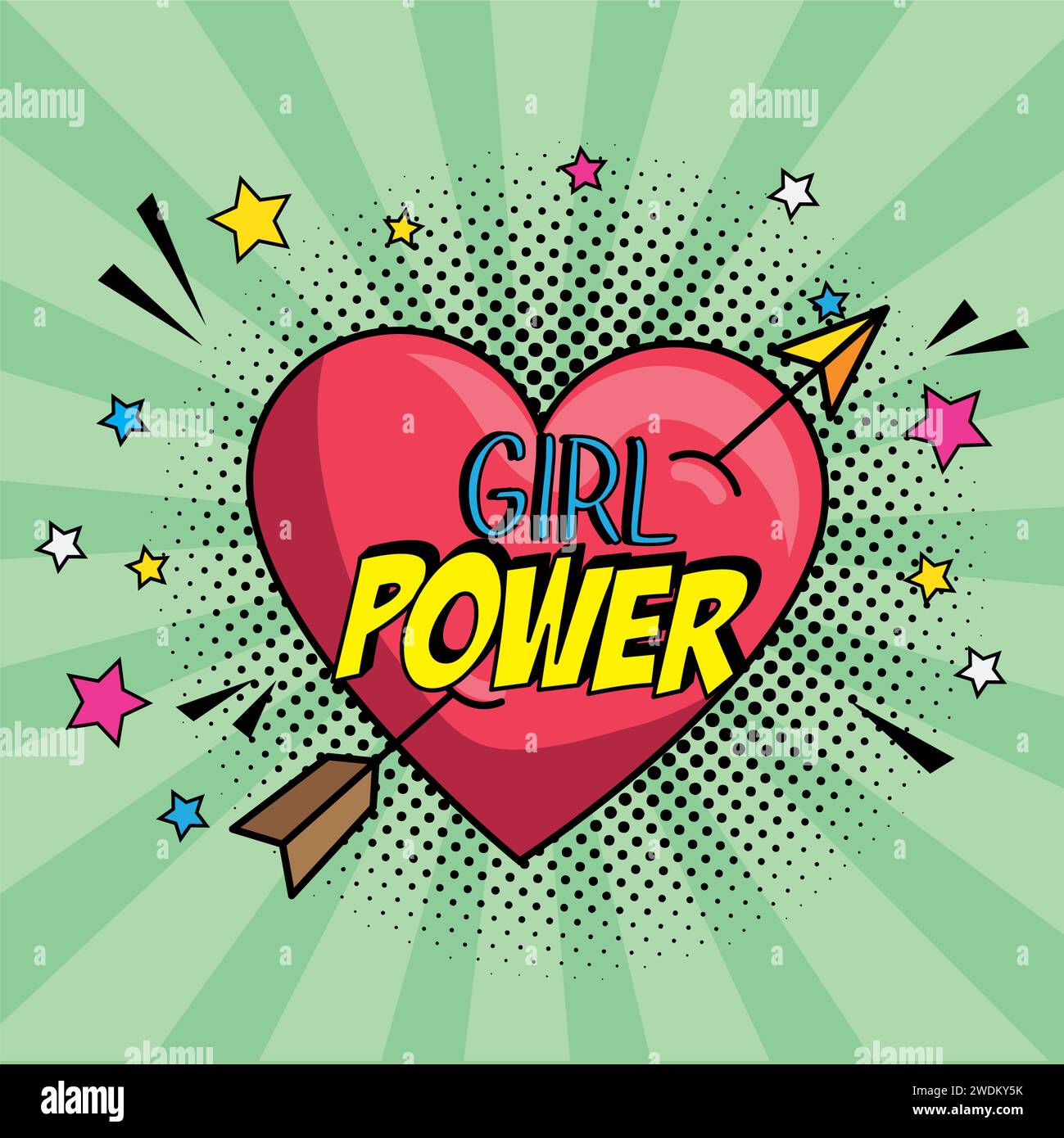 Cute Girl Valentines Day Power Woman Love Pop Art Stock Vector Image And Art Alamy