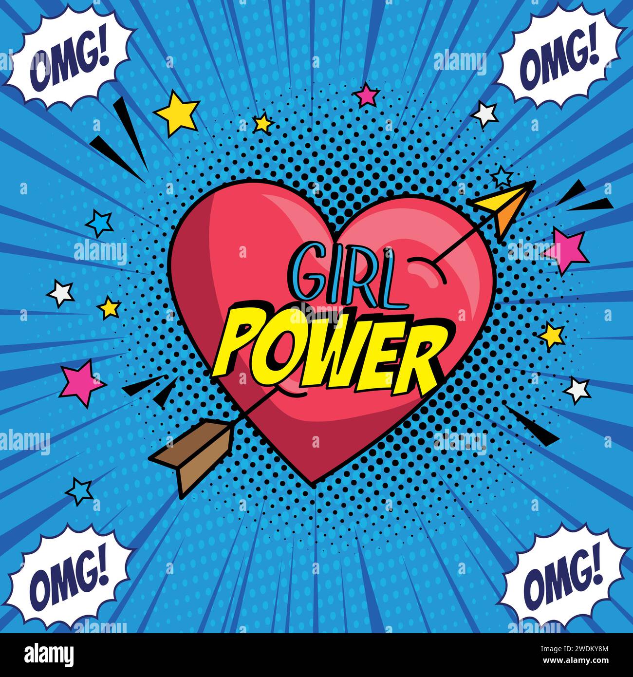 Cute Girl Valentines Day Power Woman Love Pop Art Stock Vector Image And Art Alamy