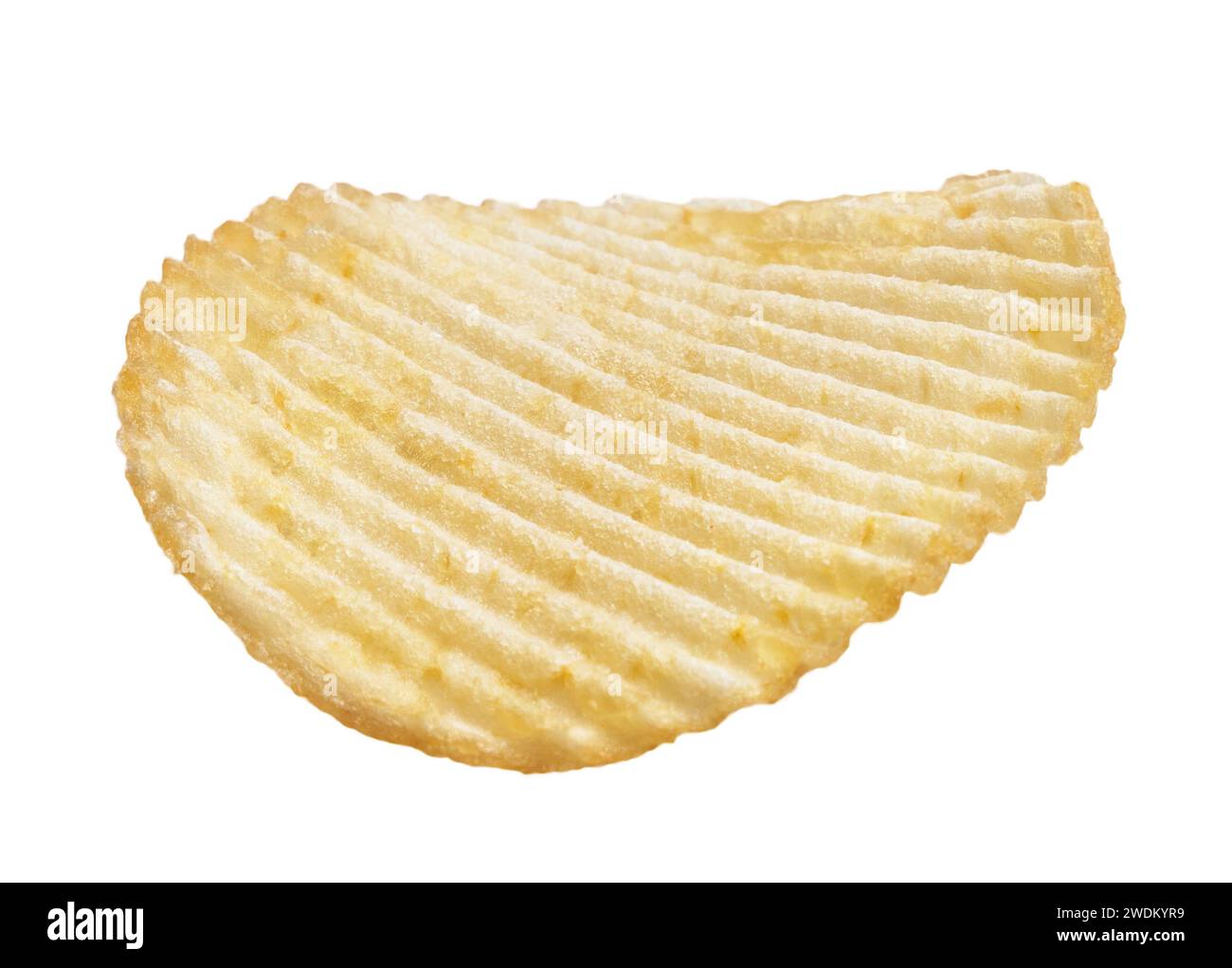 Single ridged potato chip isolated on a white background Stock Photo ...