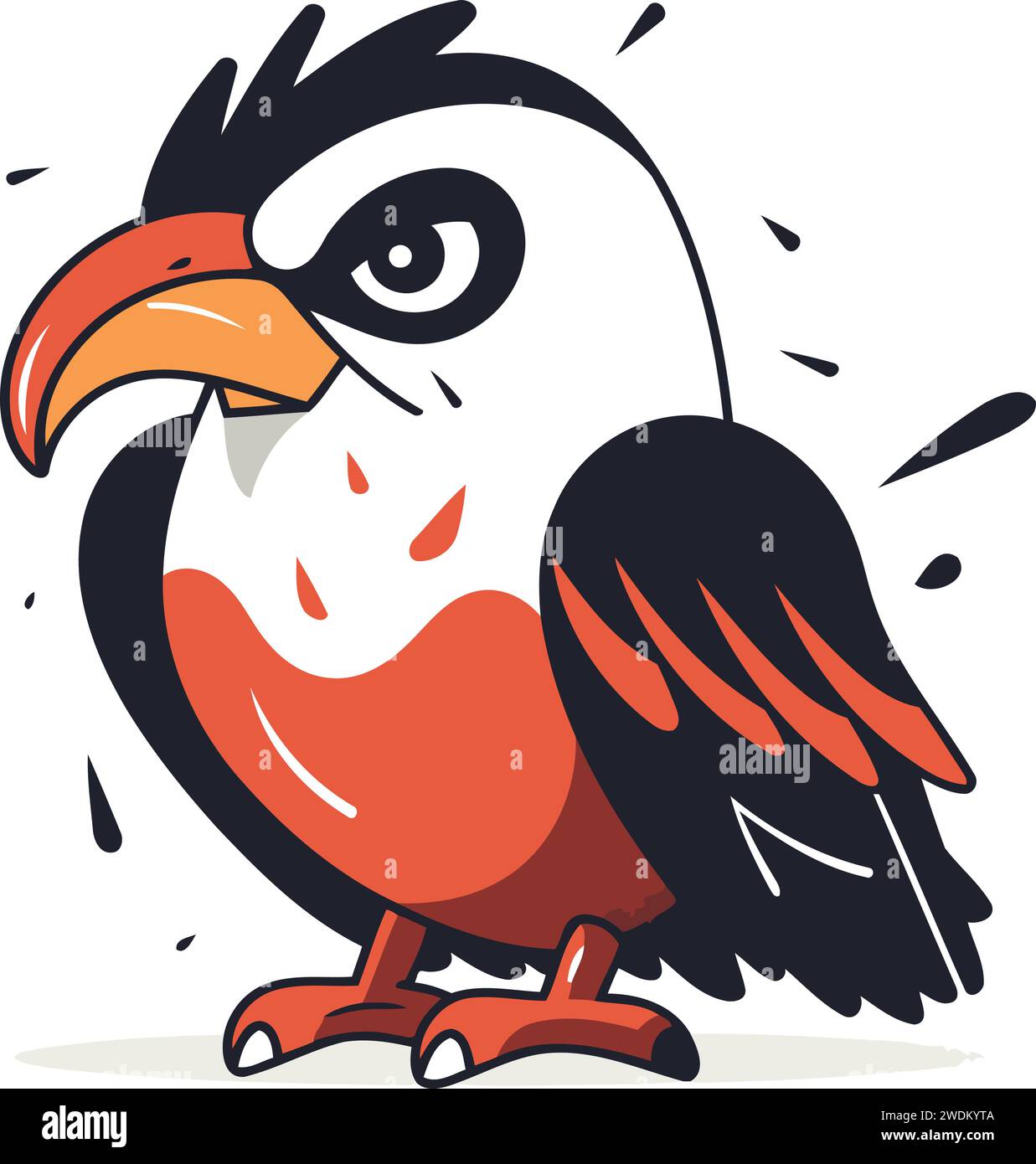 Vector illustration of a cute cartoon bird. Isolated on white ...