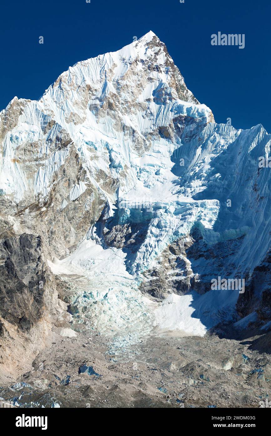 Mount Nuptse blue colored, beautiful mount seen from Mt Everest base ...