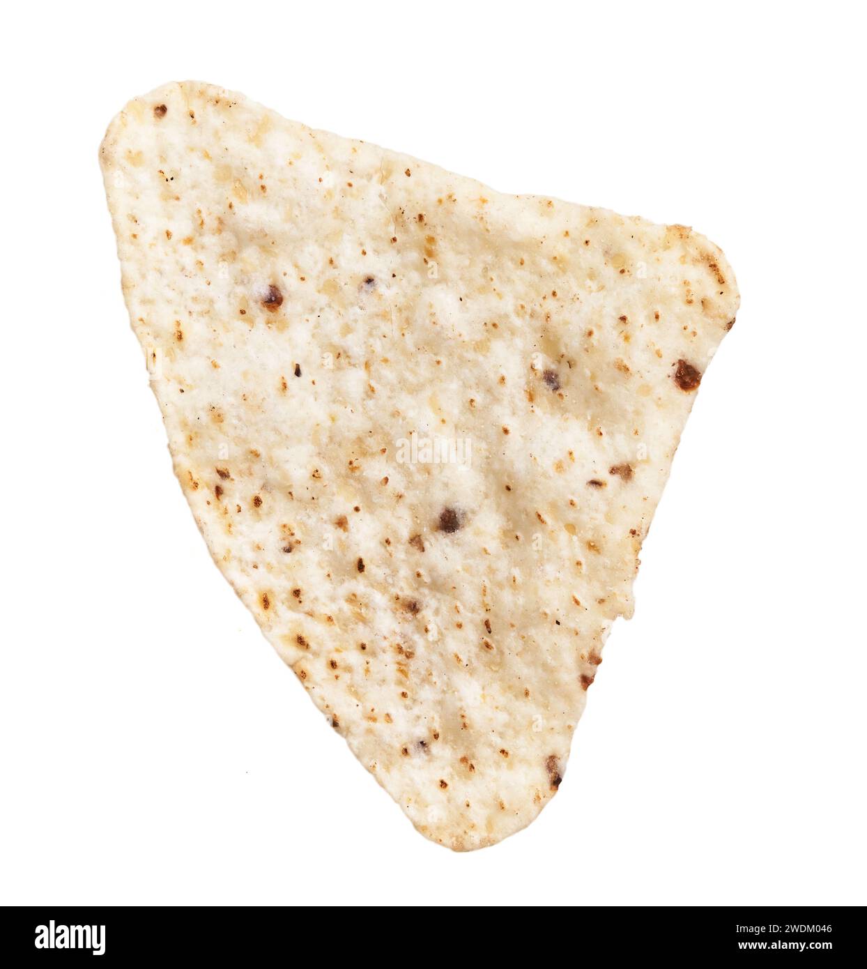Close-up of a single, isolated tortilla chip on a white background ...