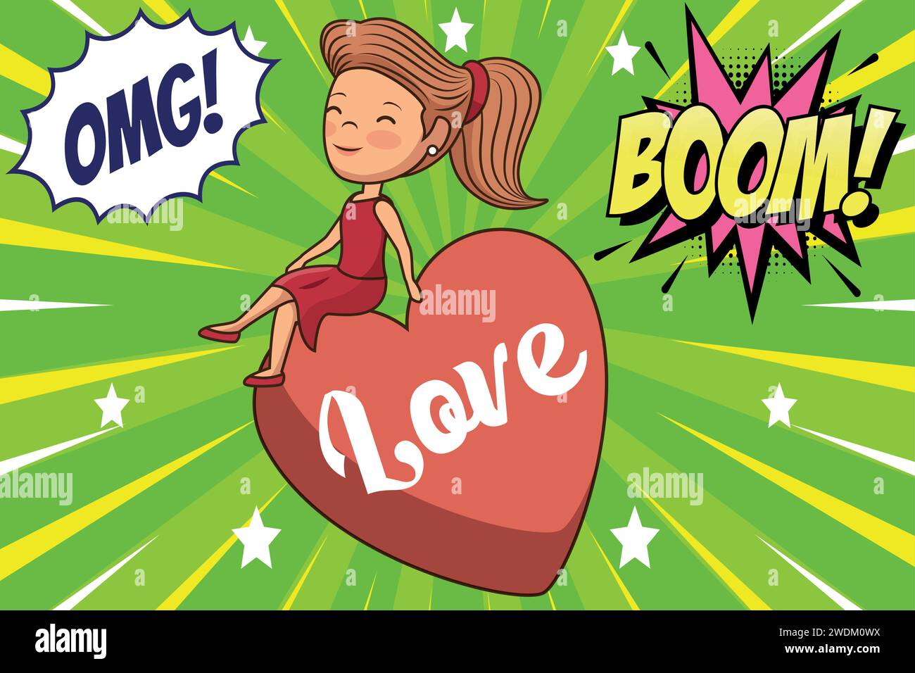 Cute Girl Valentines Day Power Woman Love Pop Art Stock Vector Image And Art Alamy