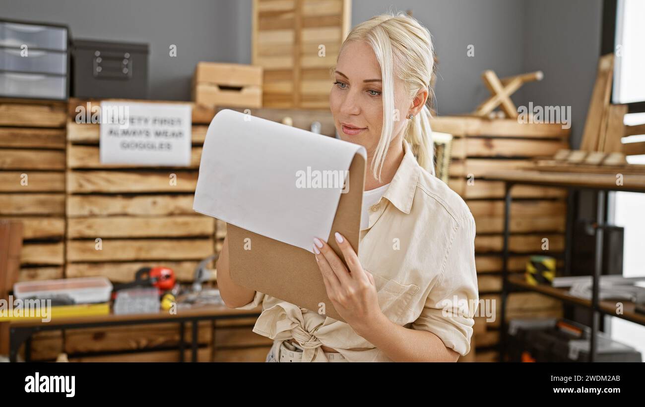 Female carpenter taking notes hi-res stock photography and images - Alamy